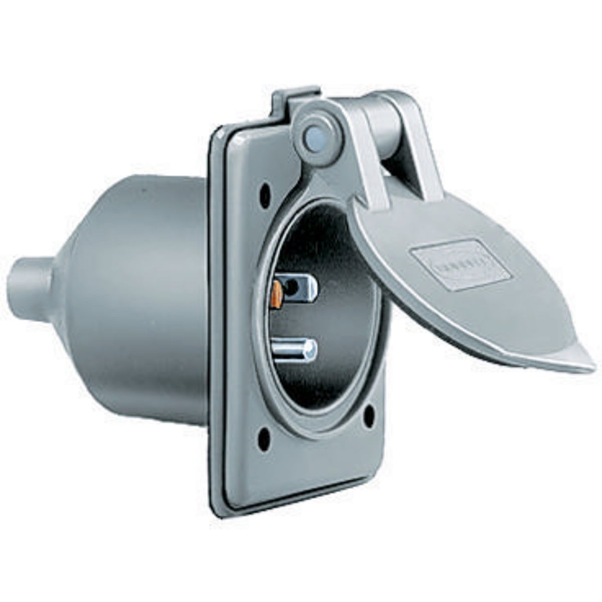 HUBBELL Hubbell Marine Hull Inlet, 15A 125V, 5-15P, Gray