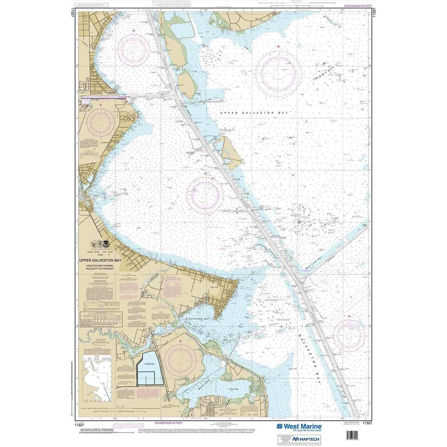 NOAA Waterproof Chart Upper Galveston Bay Houston