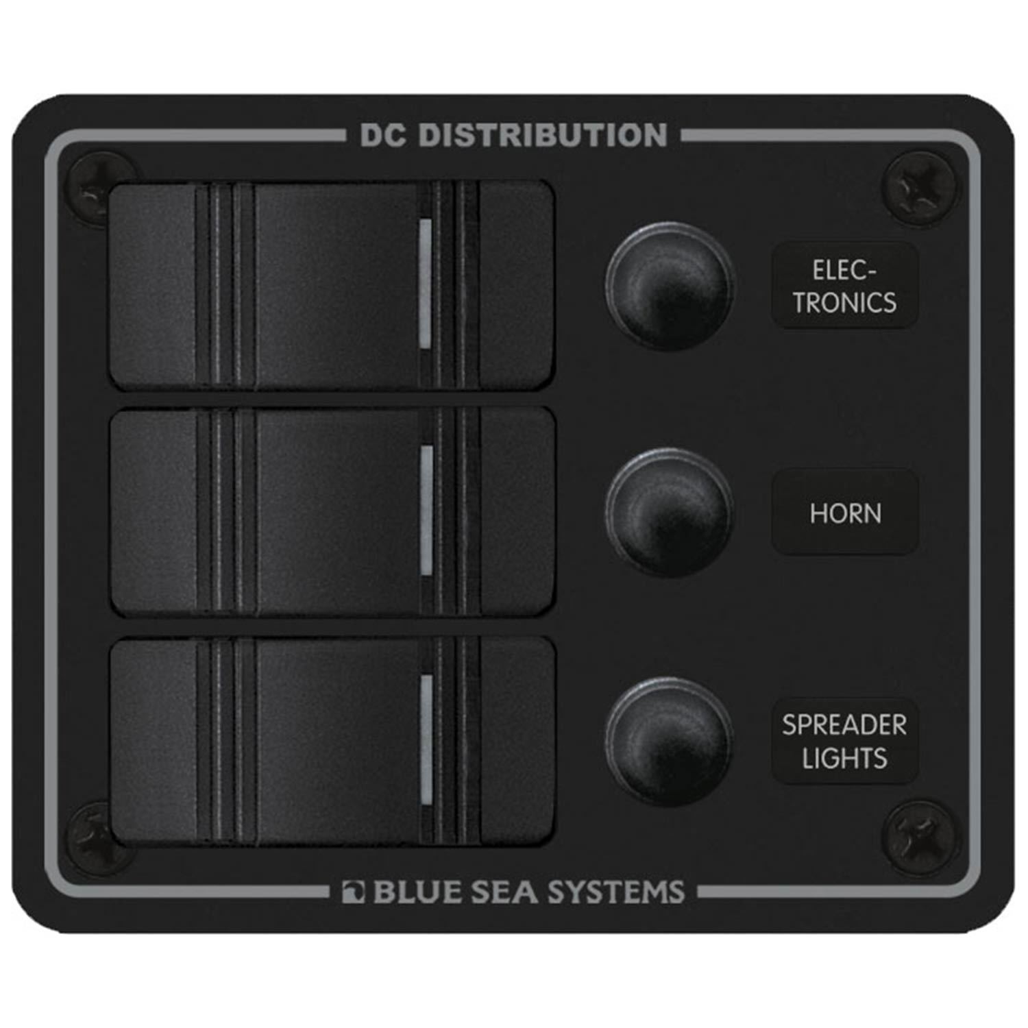 BLUE SEA SYSTEMS Water Resistant Circuit Breaker Panel, 3-Position