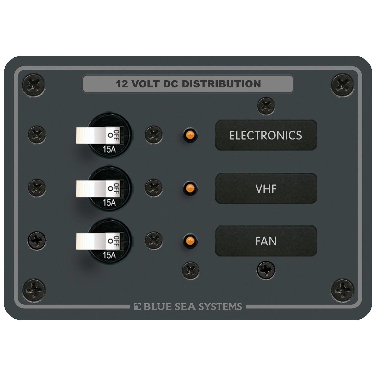 BLUE SEA SYSTEMS Traditional Metal DC Circuit Breaker Panel, 3-Position