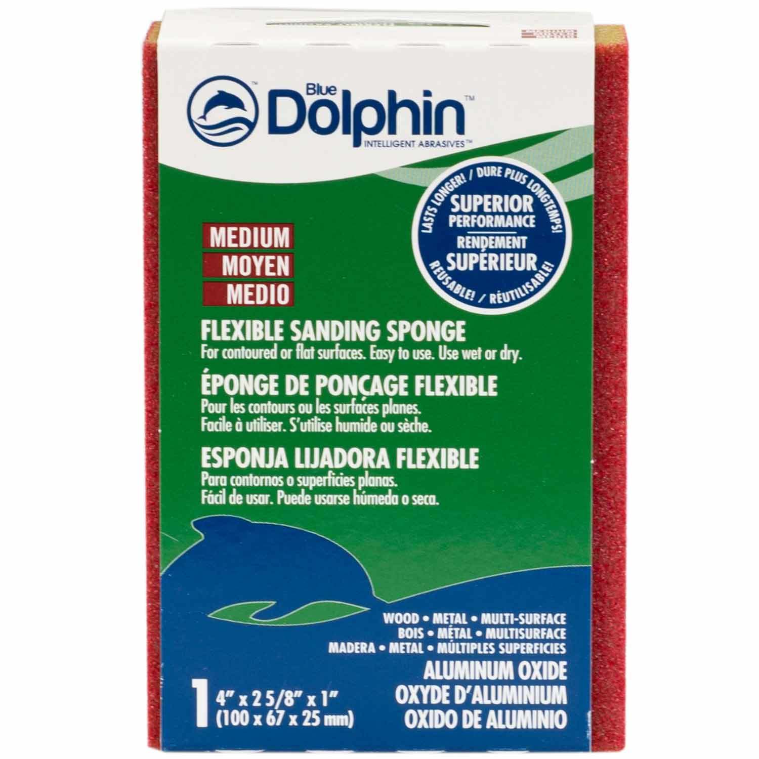 BLUE DOLPHIN 4" Sanding Sponge, Medium