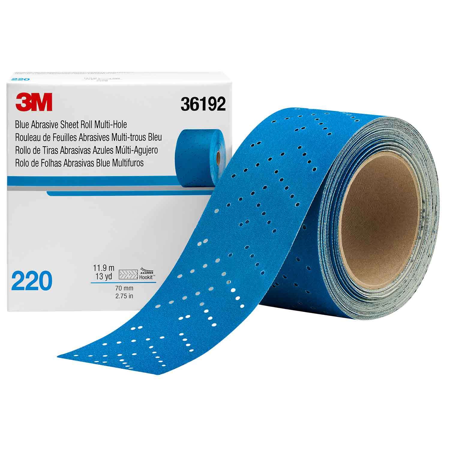 3M Hookit Multi-hole Blue Abrasive Sheet Roll, 220 Grit