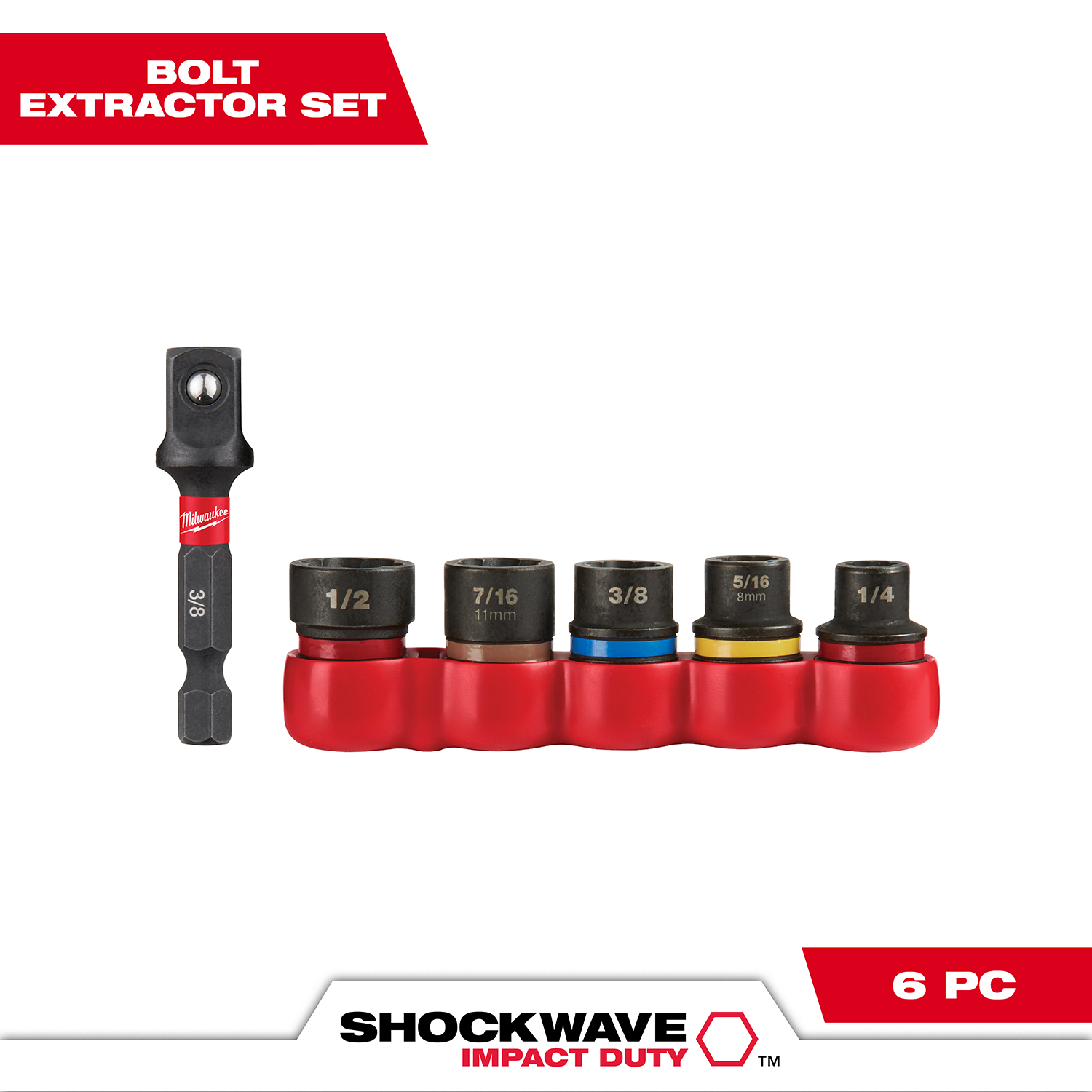 MILWAUKEE SHOCKWAVE™ Impact Extractor Set, 6 Piece