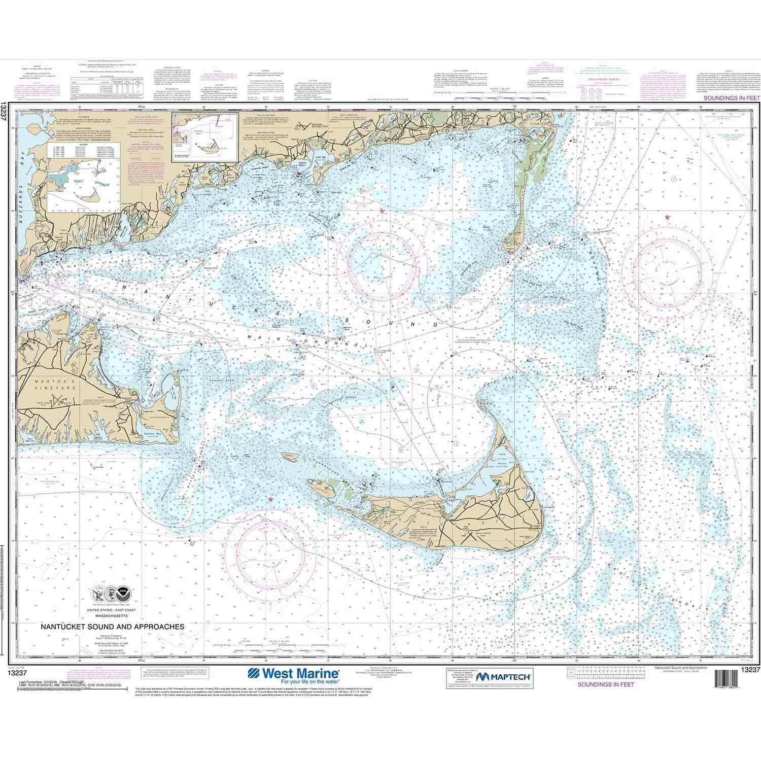 NOAA Maptech® NOAA Recreational Waterproof Chart-Nantucket Sound and ...