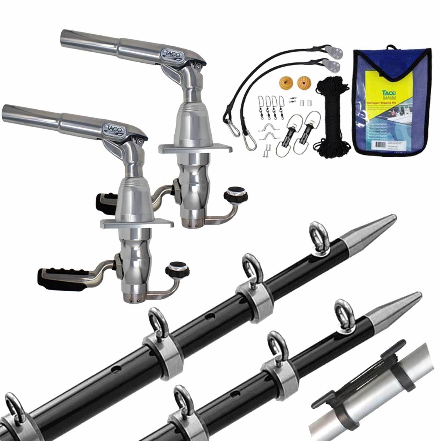 TACO MARINE 15' Grand Slam 390 Outrigger Kit, Black/Silver