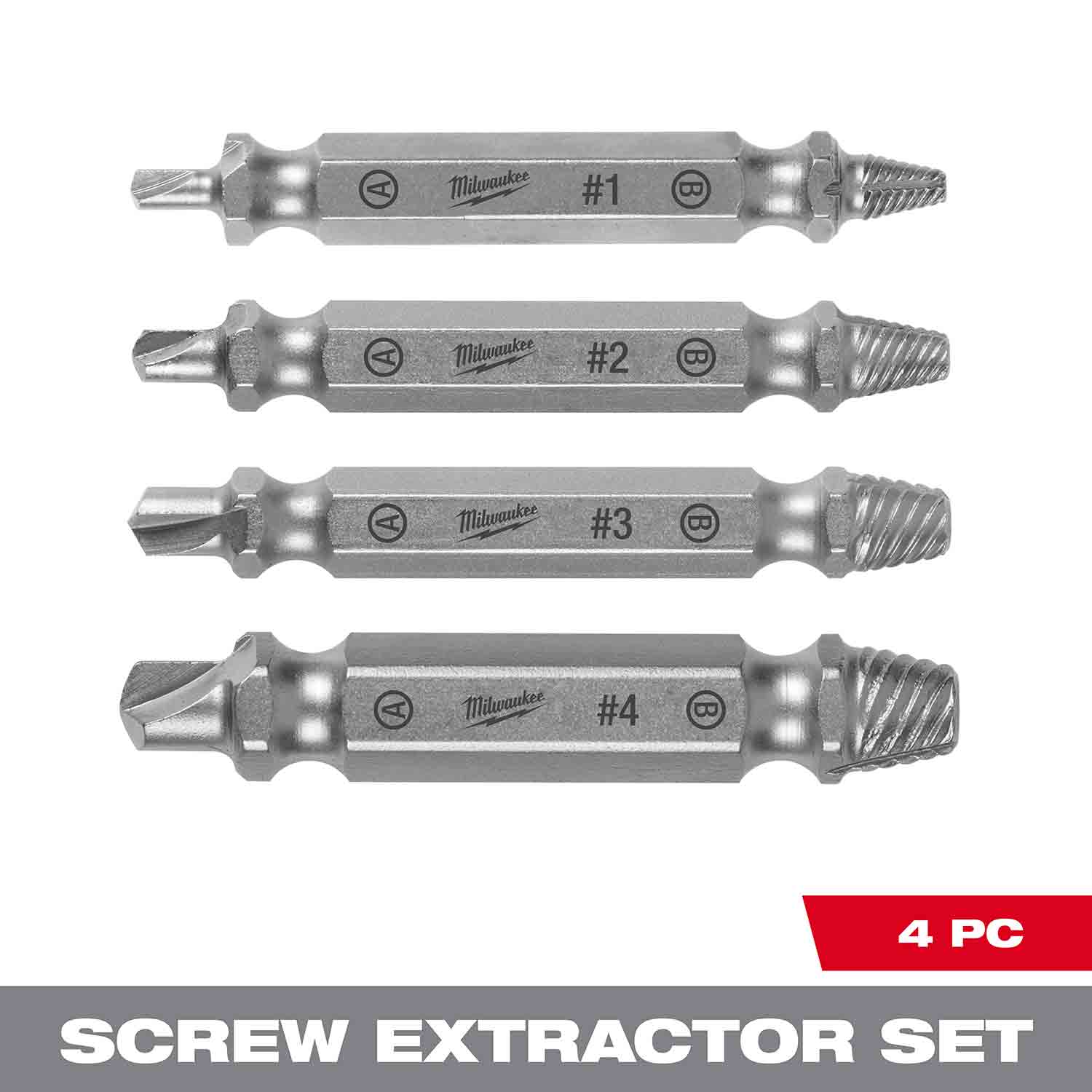 MILWAUKEE M2 Steel Screw Extractor Set, 4 Piece