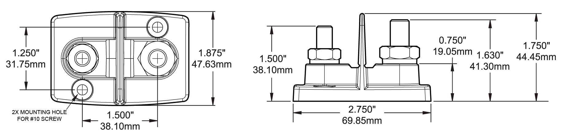 BLUE SEA SYSTEMS Dual PowerPost Cable Connectors