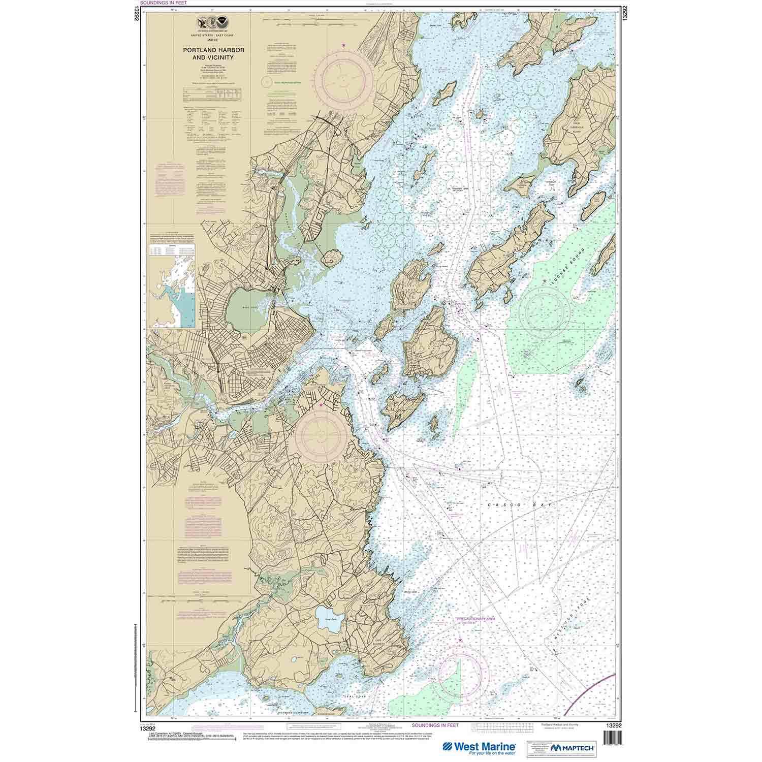NOAA Maptech® NOAA Recreational Waterproof Chart-Portland Harbor and ...