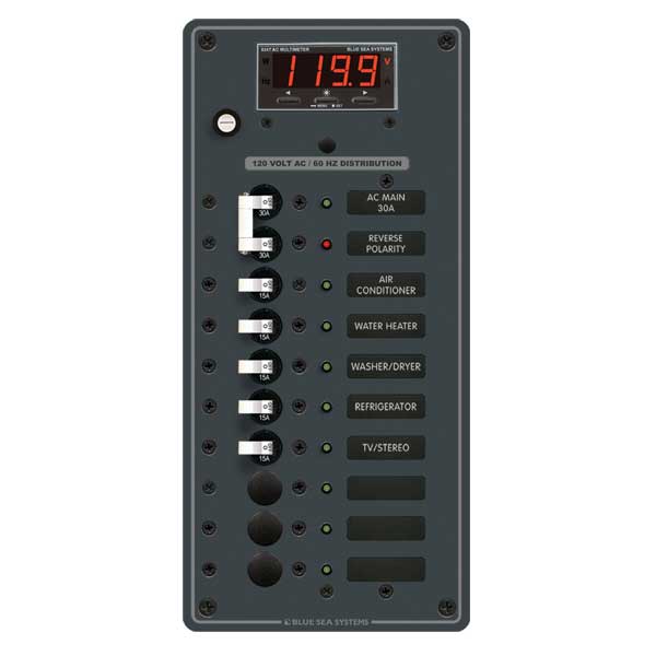 BLUE SEA SYSTEMS AC Electrical Distribution Panel, AC Main + 8 Positions