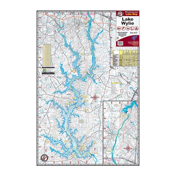 KINGFISHER MAPS Lake Wylie Waterproof Lake Map