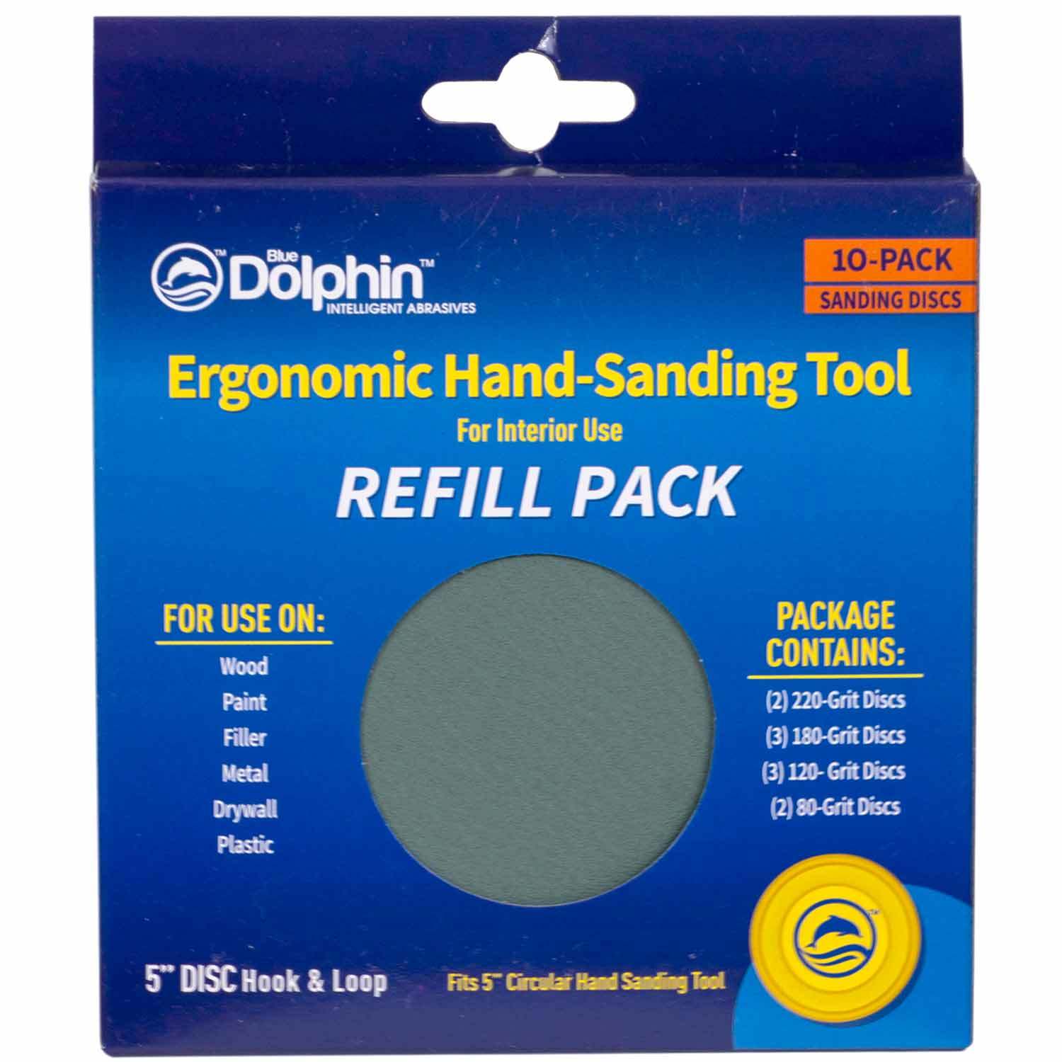 BLUE DOLPHIN Ergonomic Hand-Sanding Tool Refill Pack, 10-Pack
