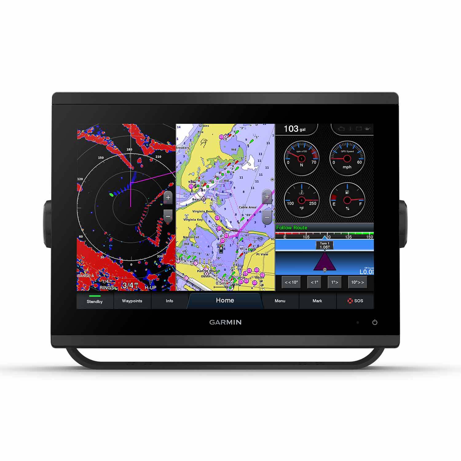 GARMIN GPSMAP 1243 Multifunction Display, Non-Sonar with BlueChart G3 ...
