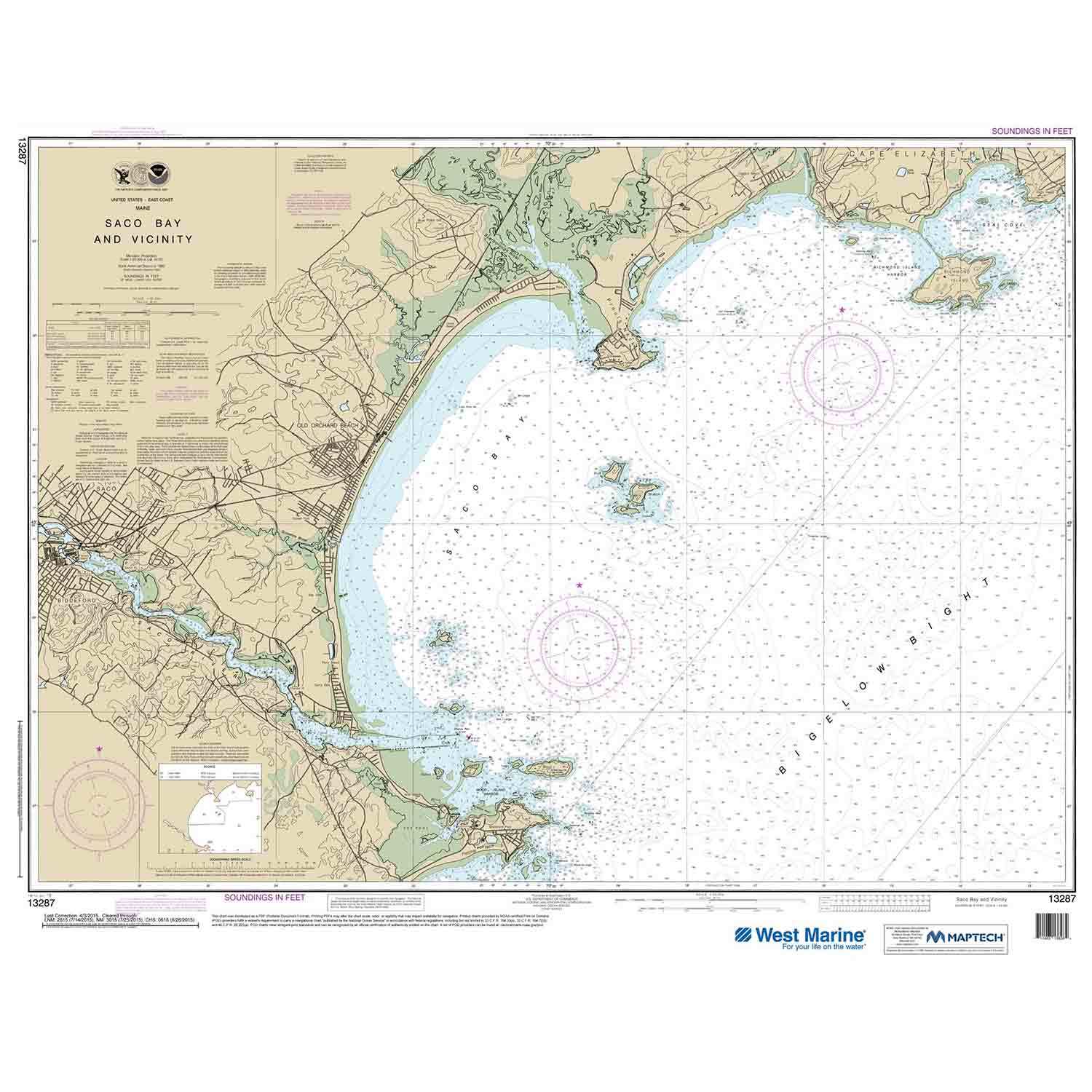 NOAA Maptech® NOAA Recreational Waterproof Chart-Saco Bay and Vicinity ...