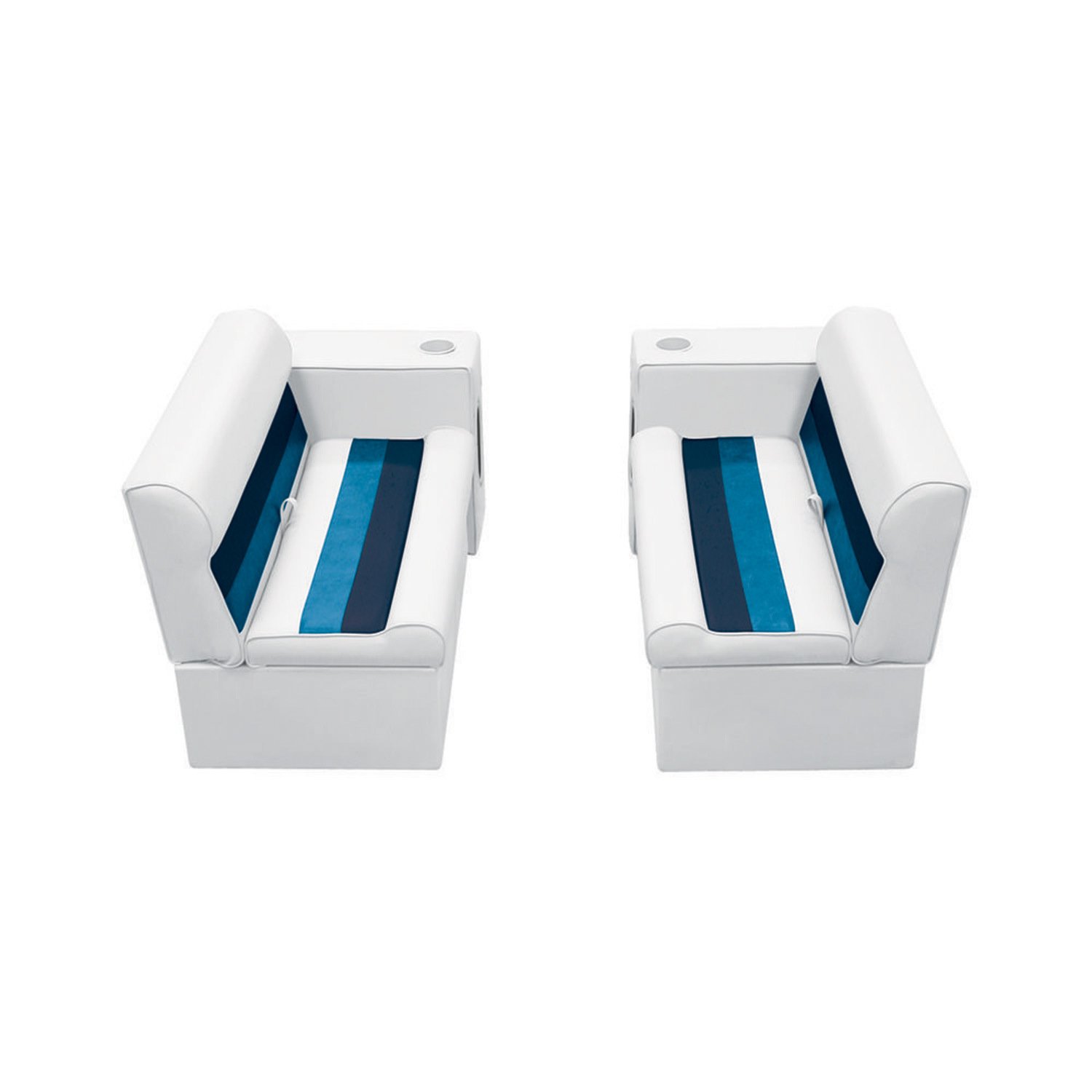 WISE SEATING Bench & Arm Rest Set, White/Navy/Blue