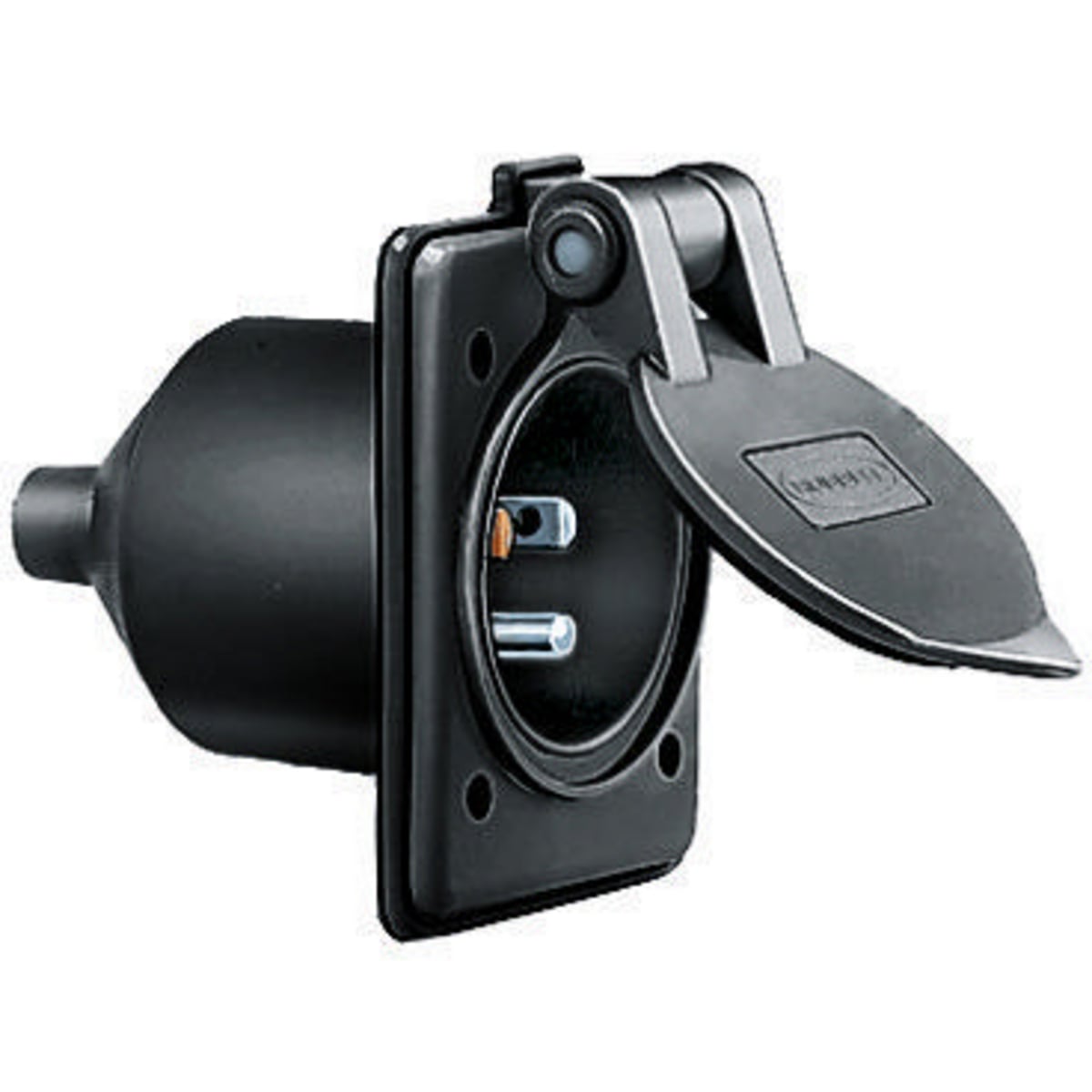 HUBBELL Hubbell Marine Hull Inlet , 15A 125V, 5-15P, Black