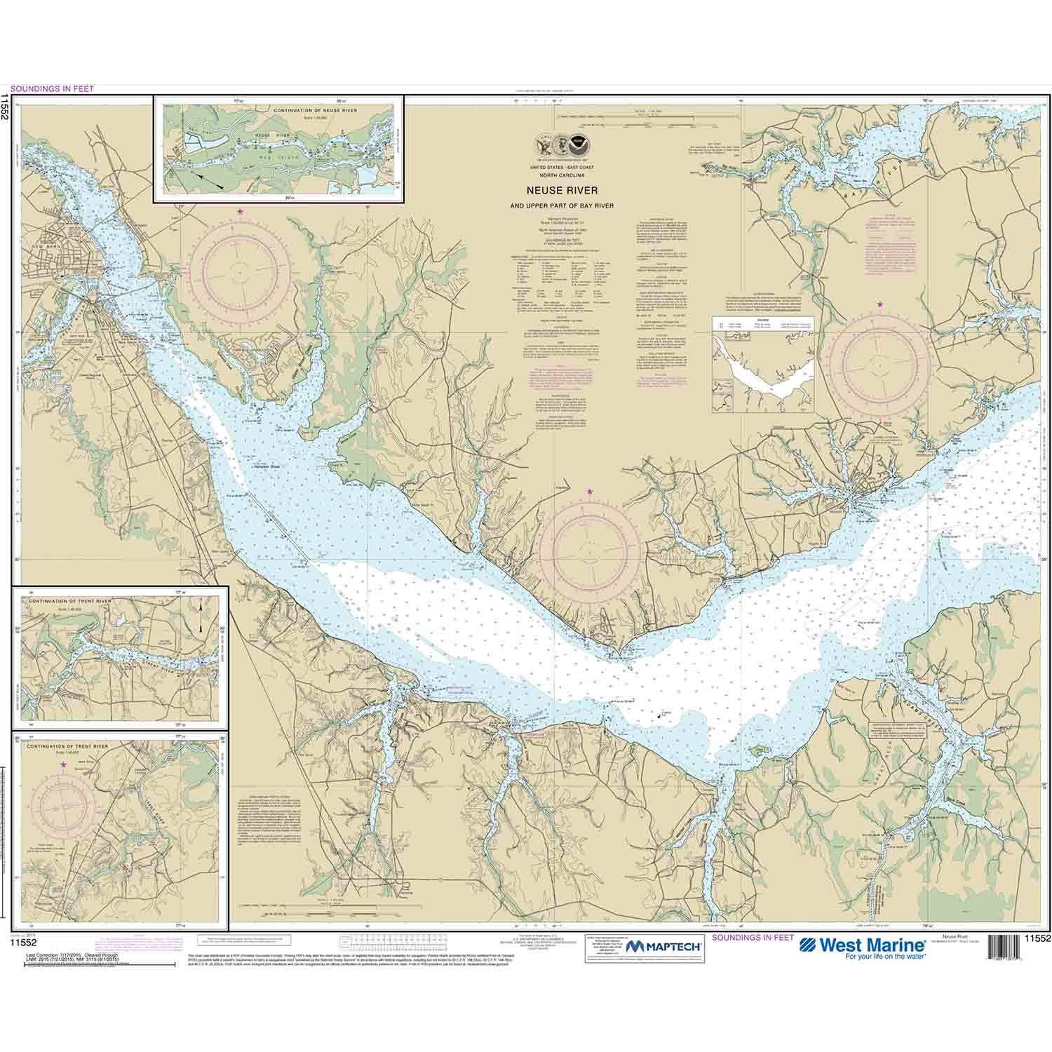 NOAA Maptech® NOAA Recreational Waterproof Chart-Neuse River and Upper ...