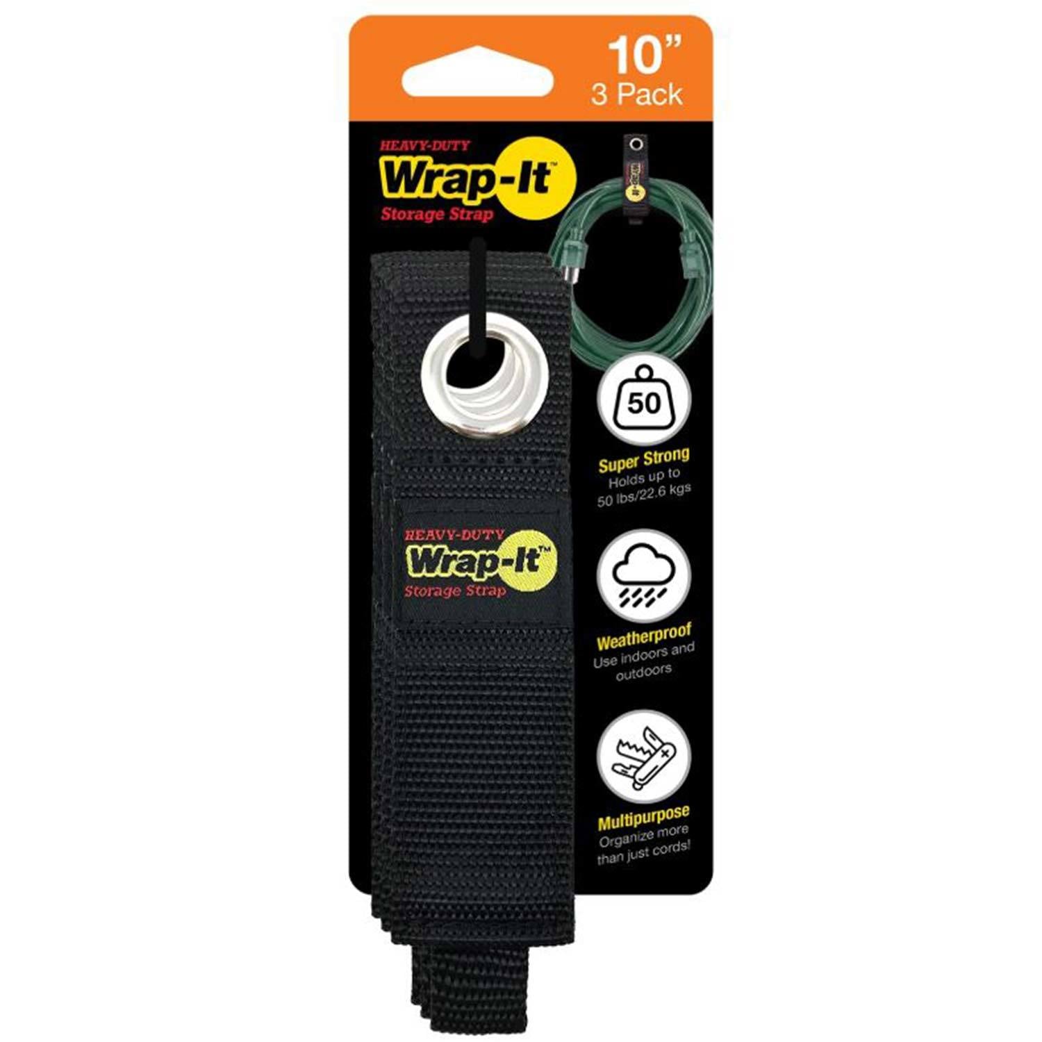 WRAP-IT STORAGE 10" Heavy-Duty Storage Straps, 3-Pack