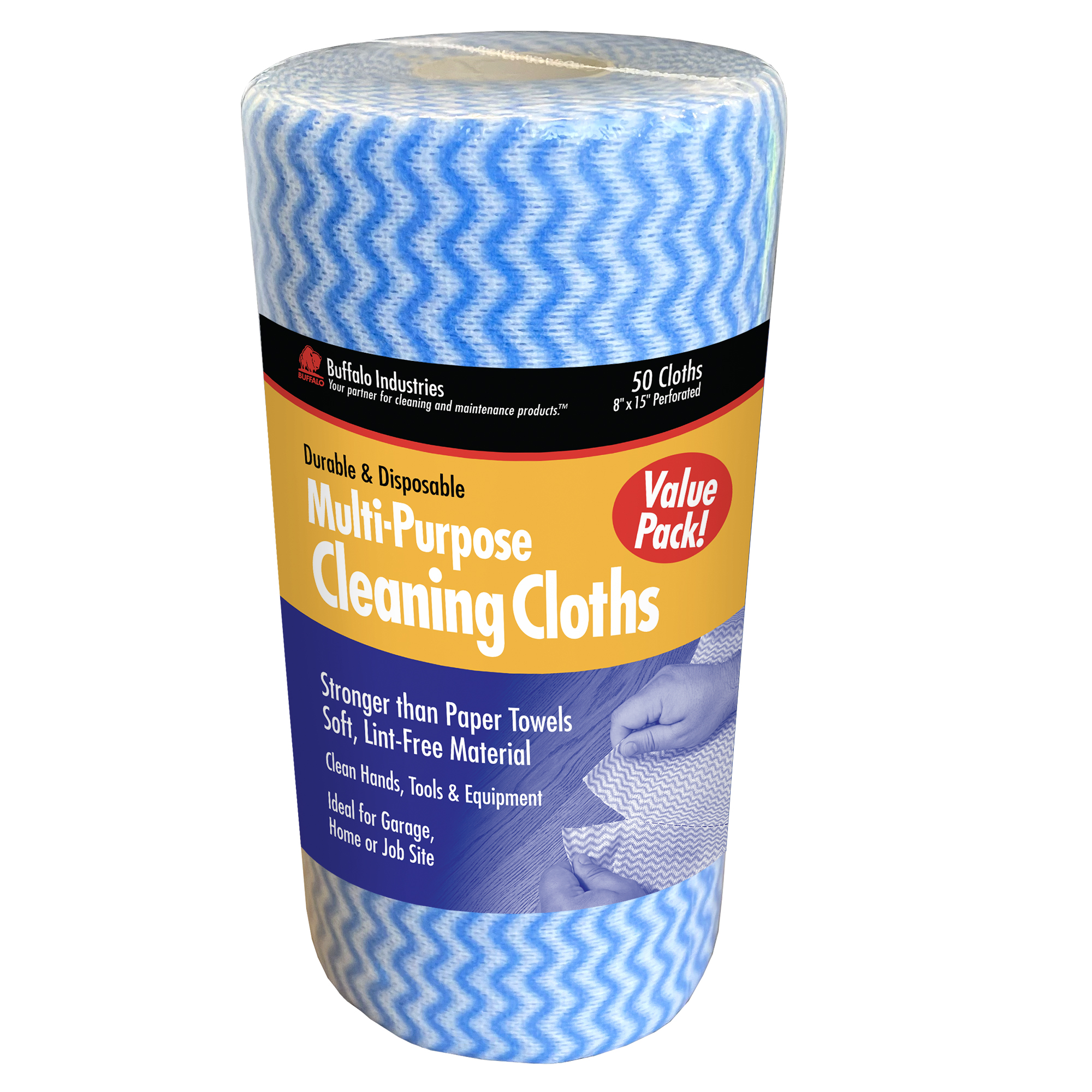BUFFALO 8" x 15" Multi-Purpose Cleaning Cloths, 50 Sheets