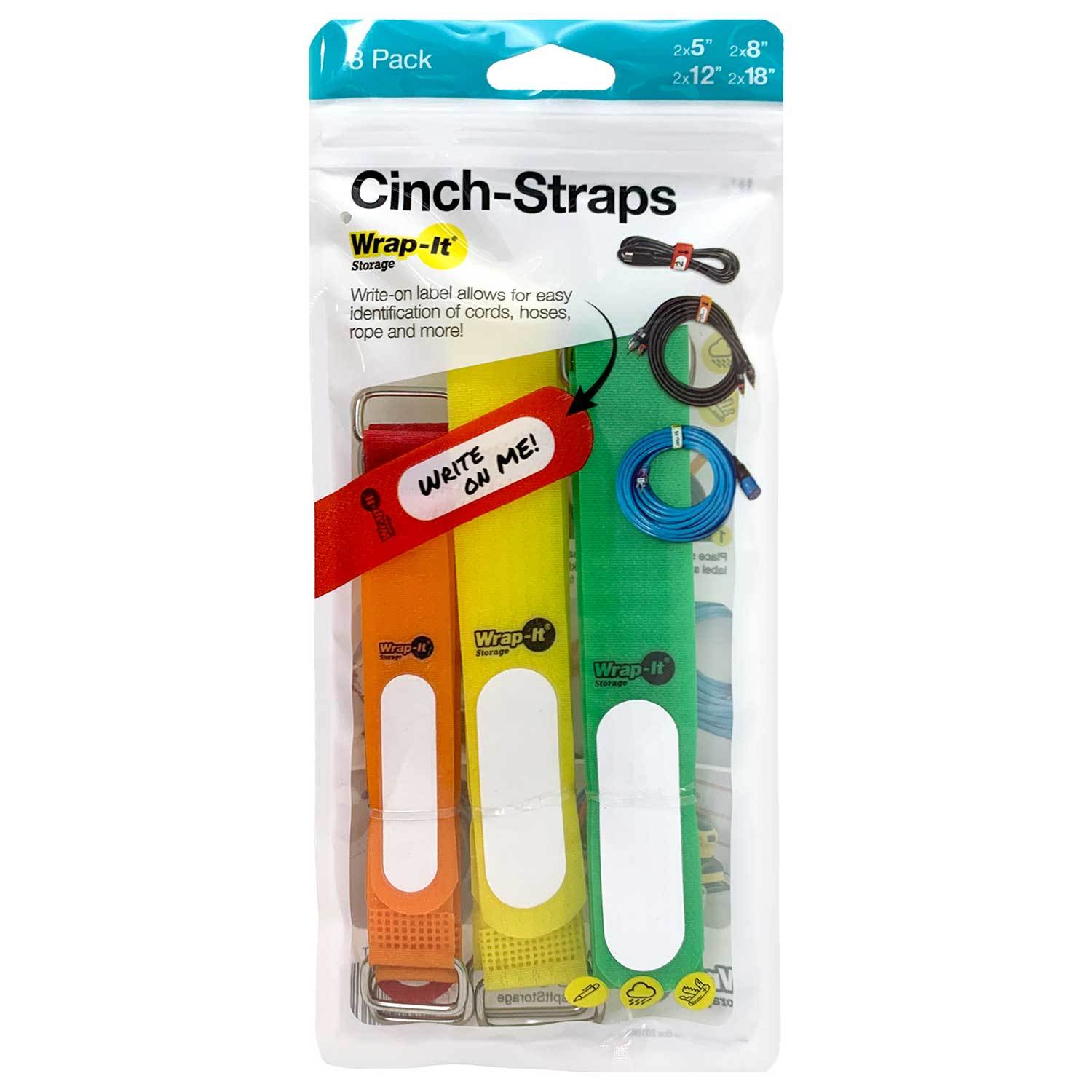 WRAP-IT STORAGE Assorted Cinch Straps, 8-Pack