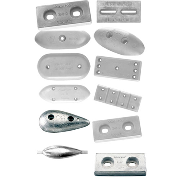 MARTYR Aluminum Hull Anode - Teardrop, 5 1/4"L x 2"W x 1" thickness (B)