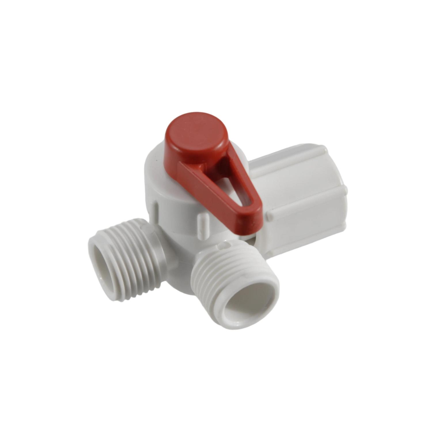 FLAIR-IT 1/2" F Swivel x 1/2" MPT x 1/2" MPT Stacking Manifold Valve (RED)