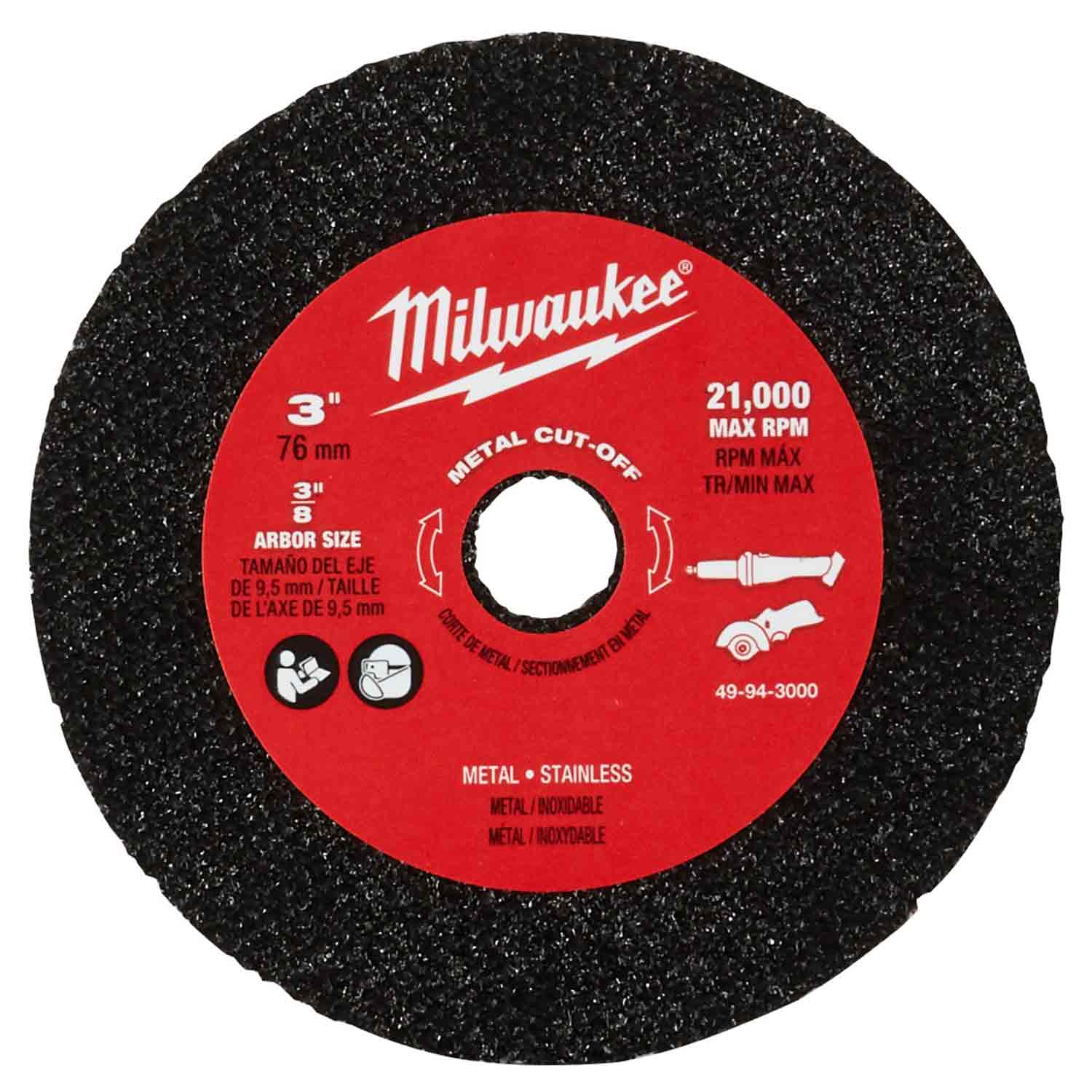 MILWAUKEE 3" Metal Cut Off Wheel, 3-Pack