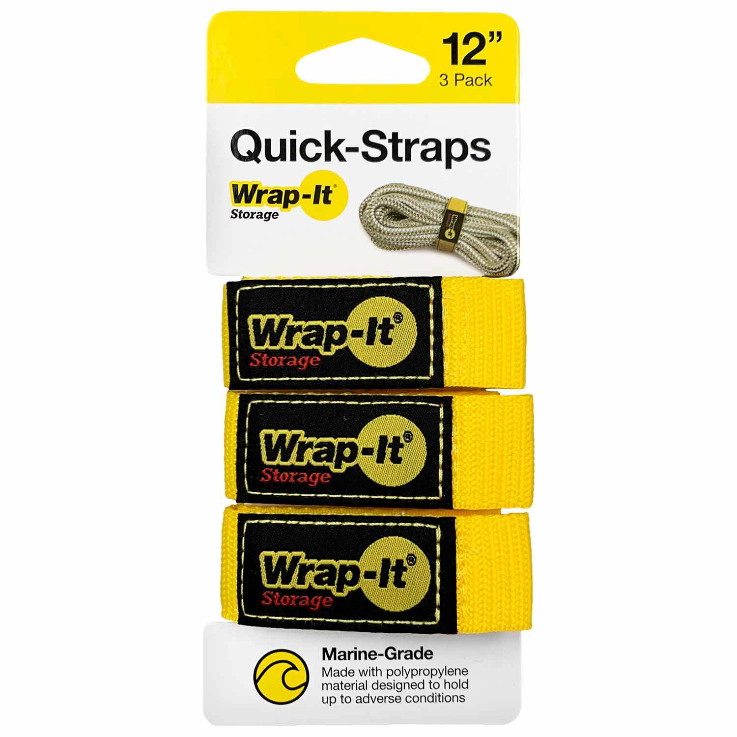 WRAP-IT STORAGE 12" Quick-Strap Cord Organizer, 3-Pack