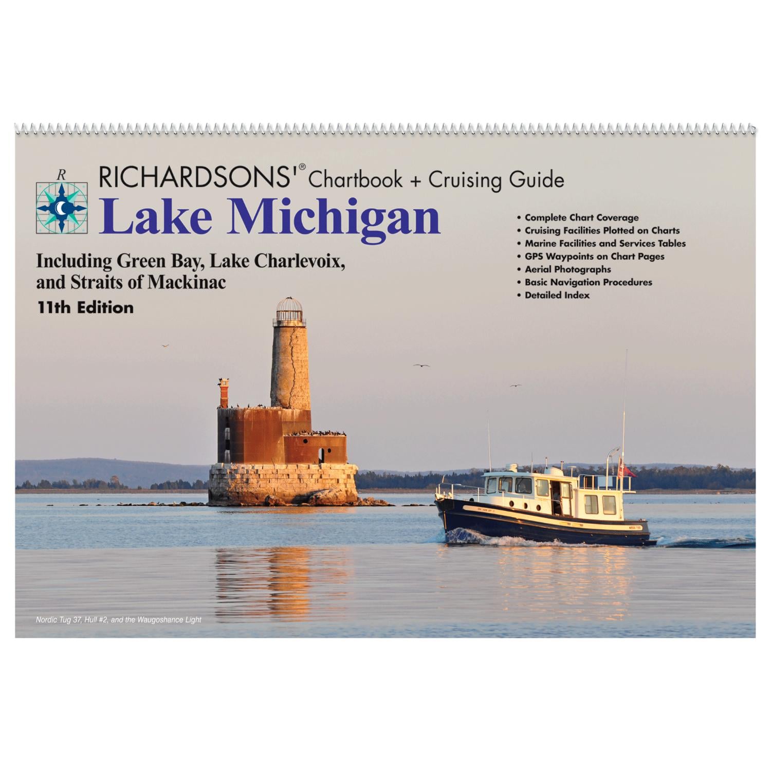 MAPTECH LM11WMDS Lake Michigan Chartbook + Cruising Guide, 11th Edition
