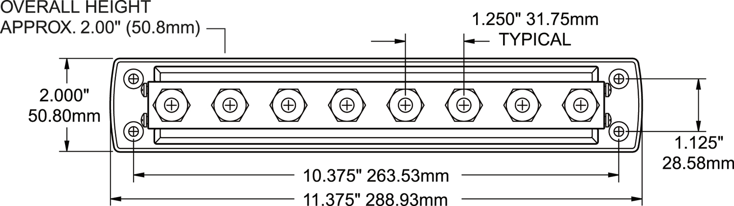 BLUE SEA SYSTEMS PowerBar 600A, 8 Stud Circuits
