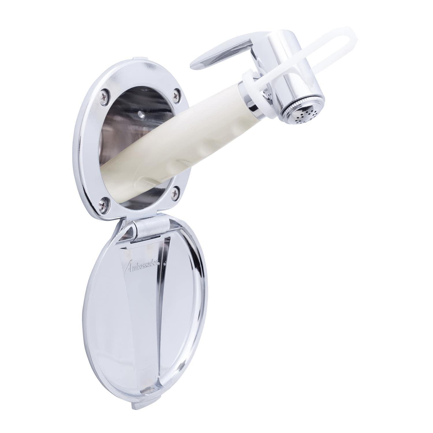 AMBASSADOR MARINE Recessed Shower Chrome Cup & Lid, Hammer-Head Warm ...