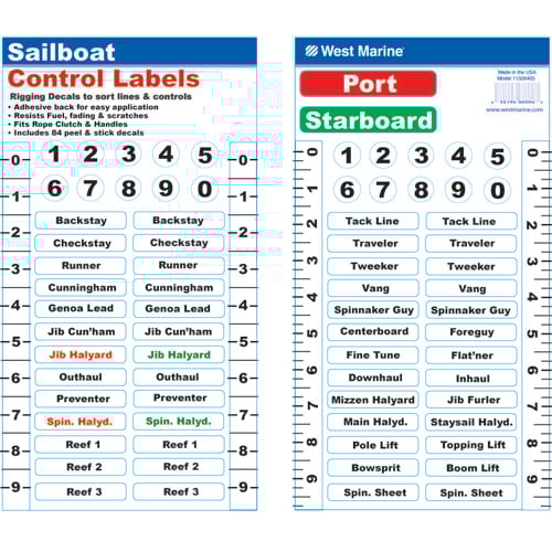 WEST MARINE Sailboat Control Labels