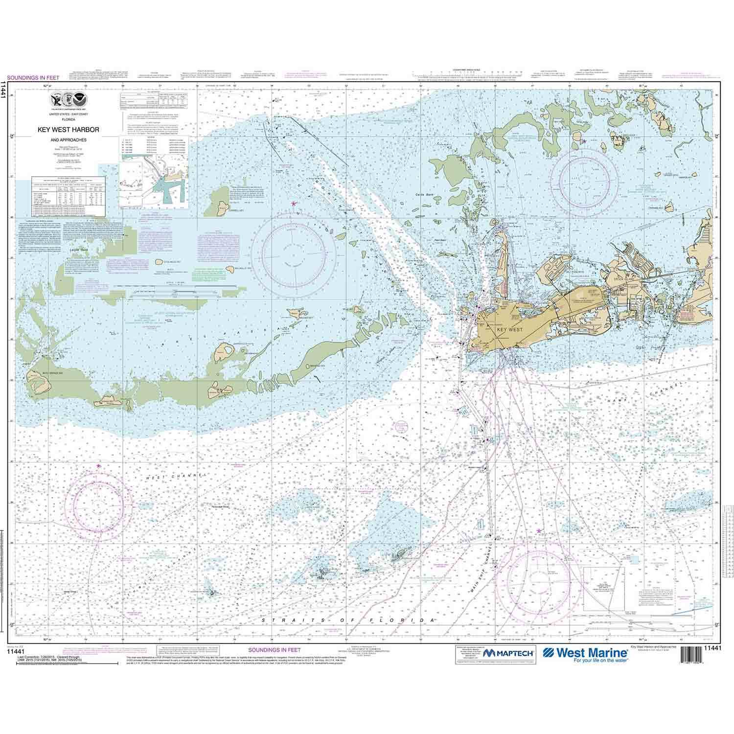 NOAA Maptech® NOAA Recreational Waterproof Chart-Key West Harbor and ...