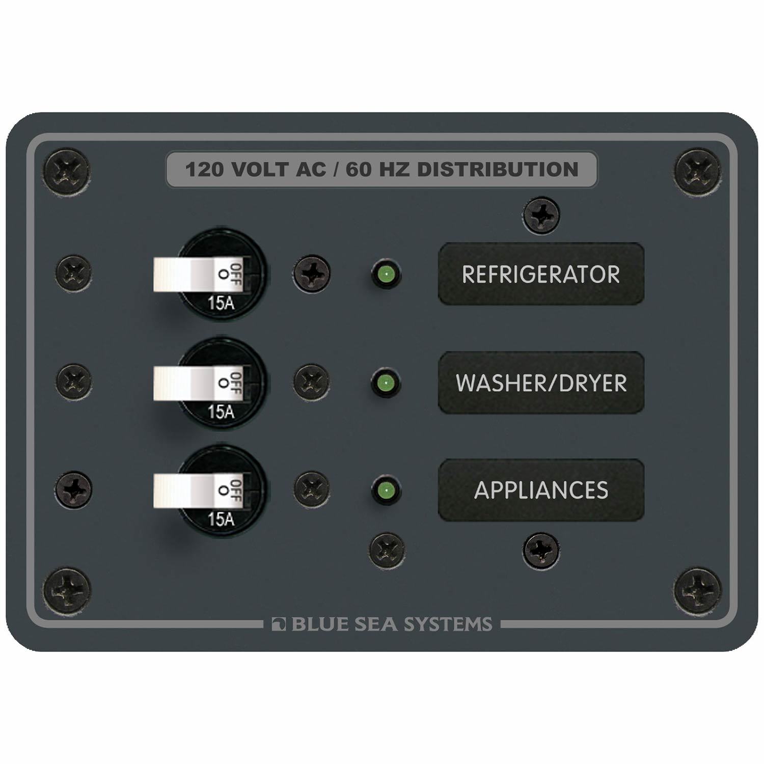 BLUE SEA SYSTEMS 3-Position AC Circuit Breaker Panel, 3 Circuit Breakers