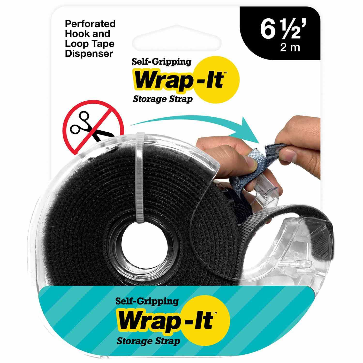 WRAP-IT STORAGE Self-Gripping Hook and Loop Roll, Black