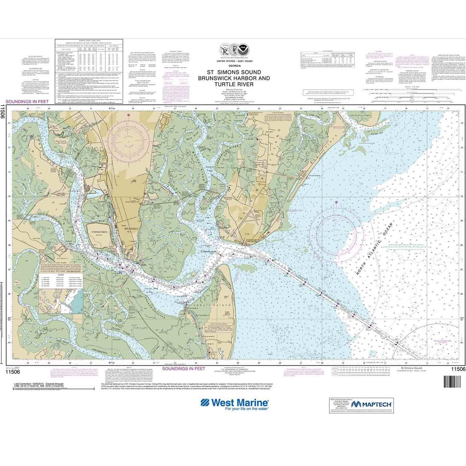 NOAA Maptech® NOAA Recreational Waterproof Chart-St. Simons Sound ...