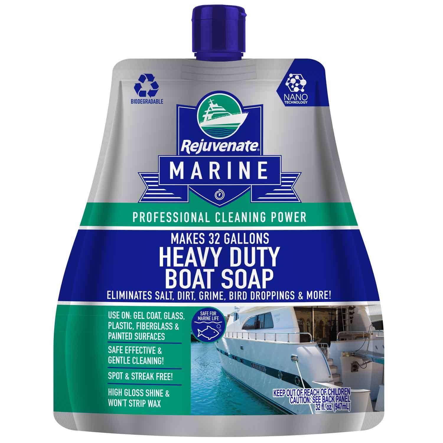 REJUVENATE MARINE Concentrated Heavy Duty Boat Soap, 1 Quart