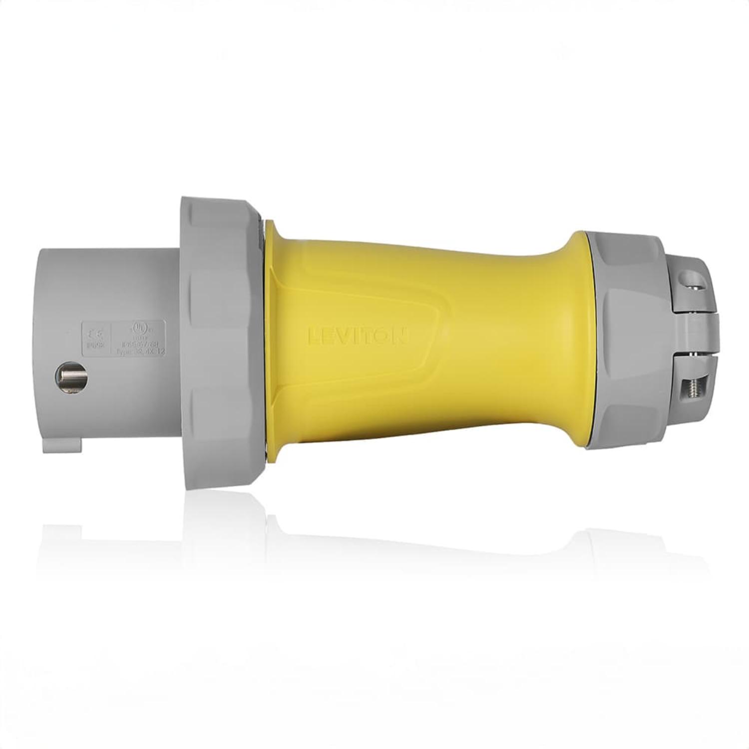 LEVITON 100 Amp 125/250 Volt 3P, 4W, North American Pin & Sleeve Plug ...
