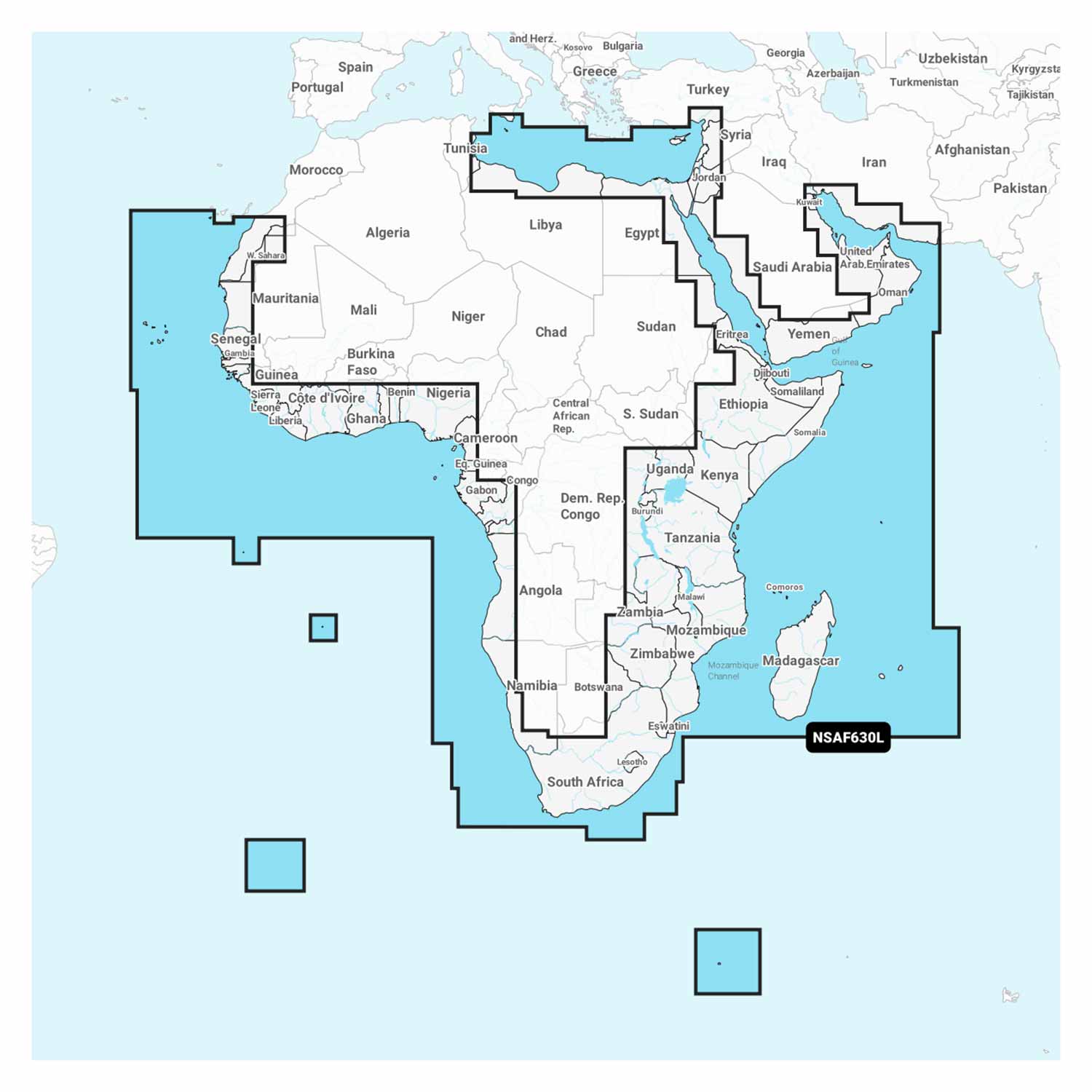 Navionics+ AF630L Chart – Africa & Middle East Coverage