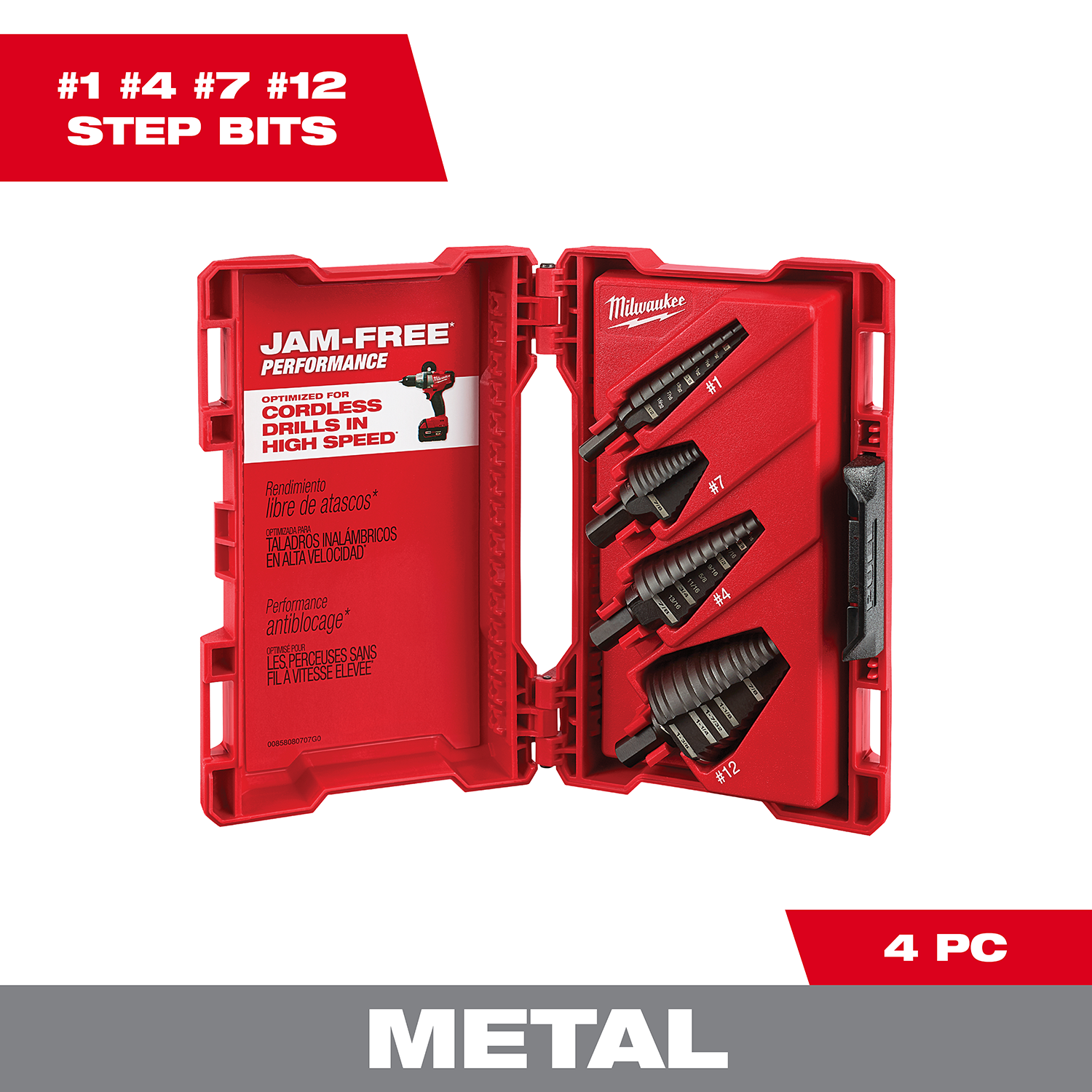 MILWAUKEE Step Drill Bit Set, 4 Piece