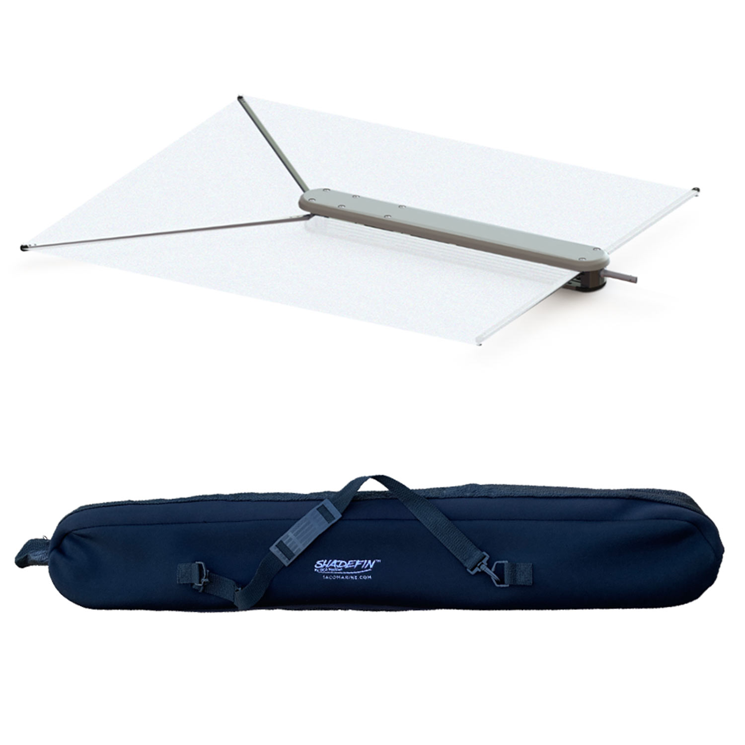 TACO MARINE ShadeFin Canvas Boat Shade with Storage Bag, White