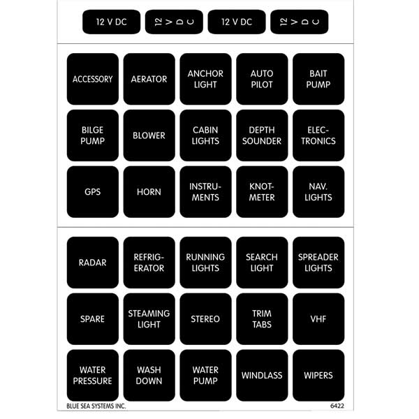 BLUE SEA SYSTEMS Waterproof DC Label Kit