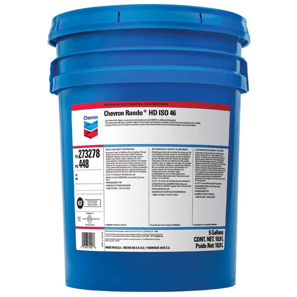 Chevron Rando HD ISO 46 Hydraulic Oil 5 Gallon