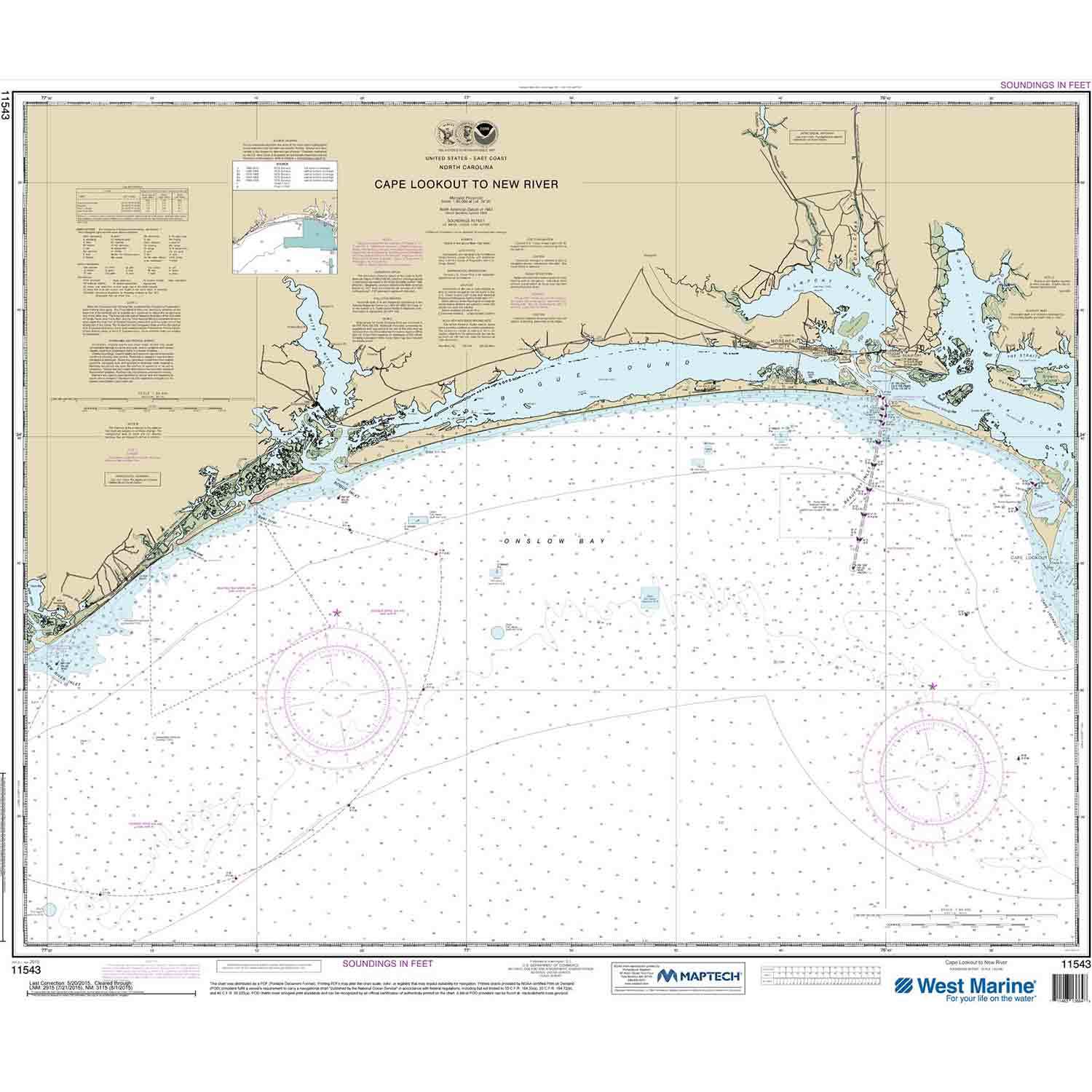 NOAA Maptech® NOAA Recreational Waterproof Chart-Cape Lookout to New ...