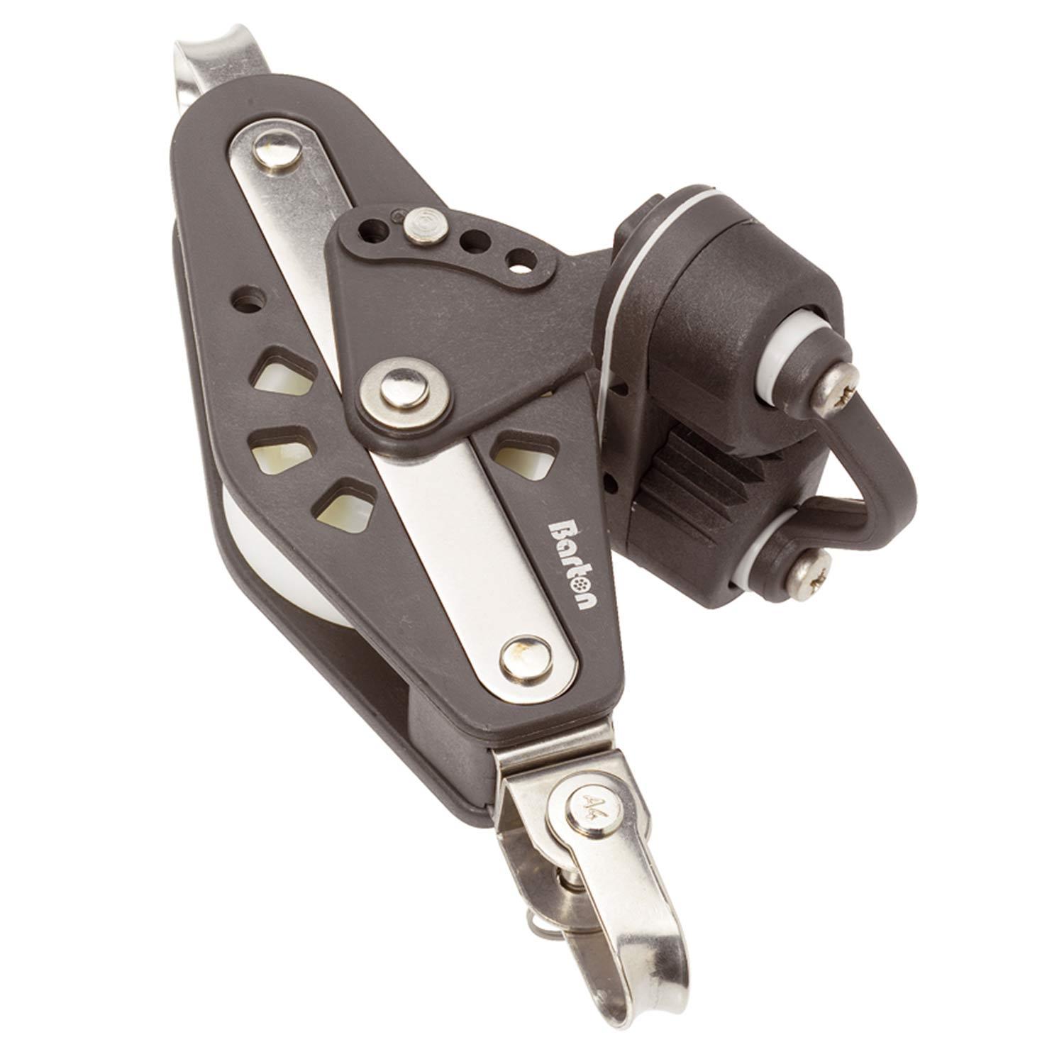 BARTON MARINE Cam Cleat Size 4 Fiddle Block with Swivel, Becket, and ...