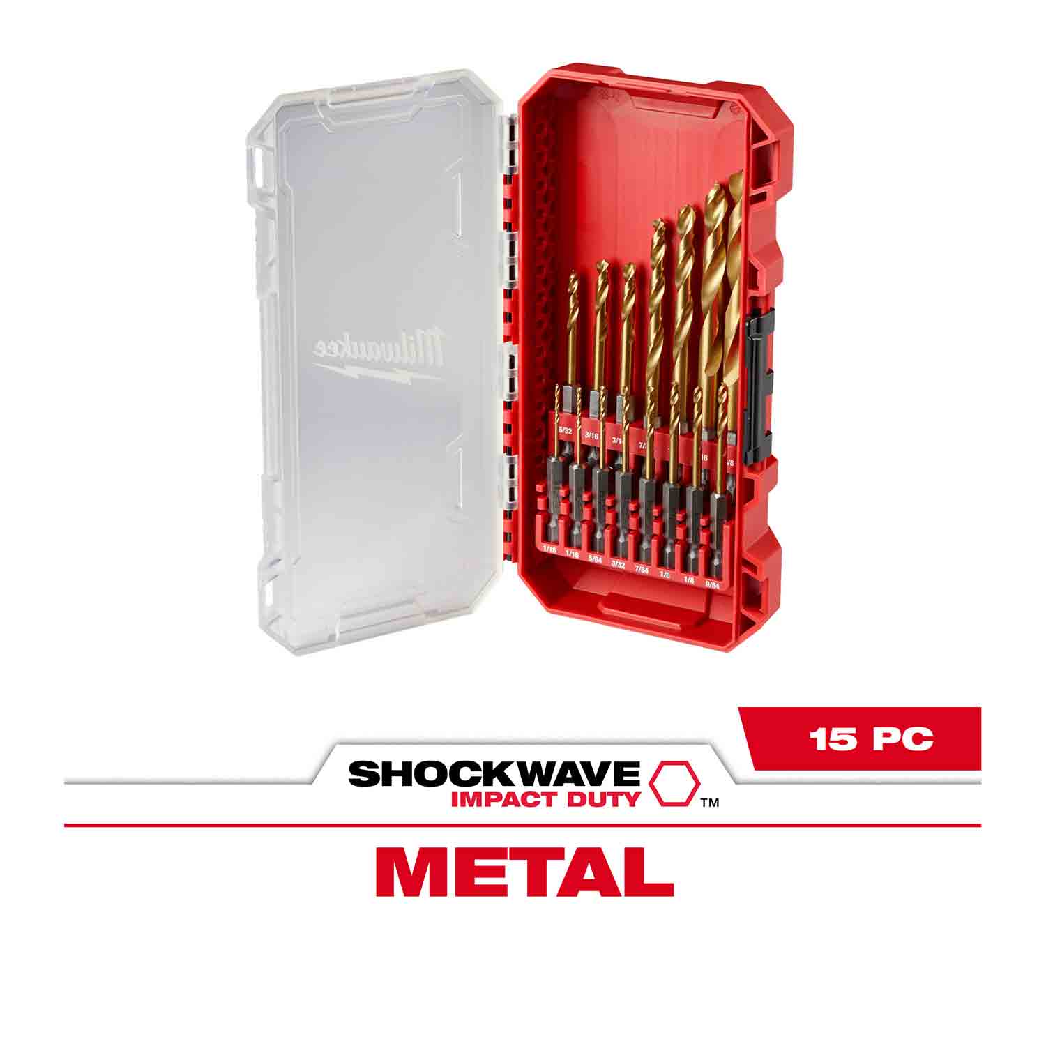 MILWAUKEE SHOCKWAVE Impact Duty™ RED HELIX™ Titanium Drill Bit Set, 15 ...