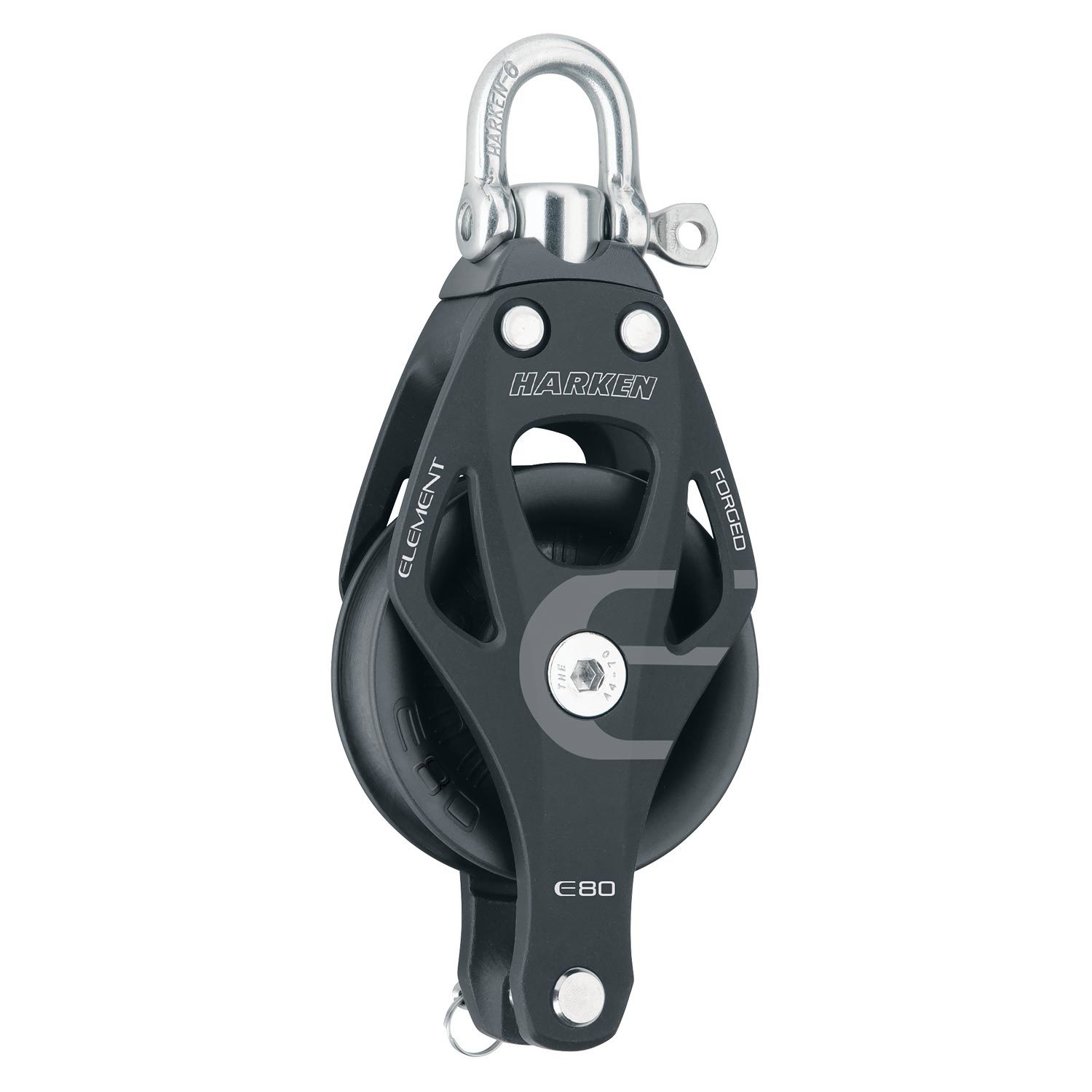 HARKEN 80 mm Element Single Block with Becket and Swivel/Locking Shackle