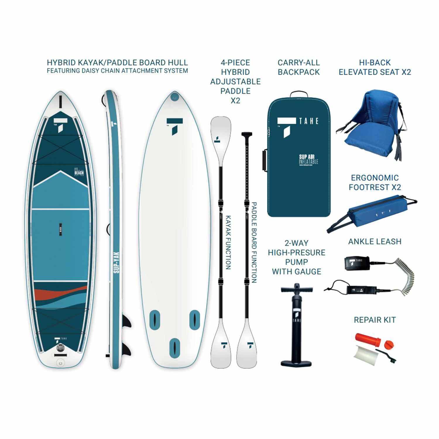 11'6" Inflatable 2-Person Hybrid Stand-Up Paddleboard/Kayak Package ...
