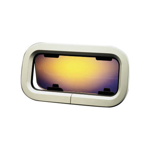 LEWMAR Size 5 Portlight, Ivory Trim, 9 5/8"H x 16 7/8"W Cutout