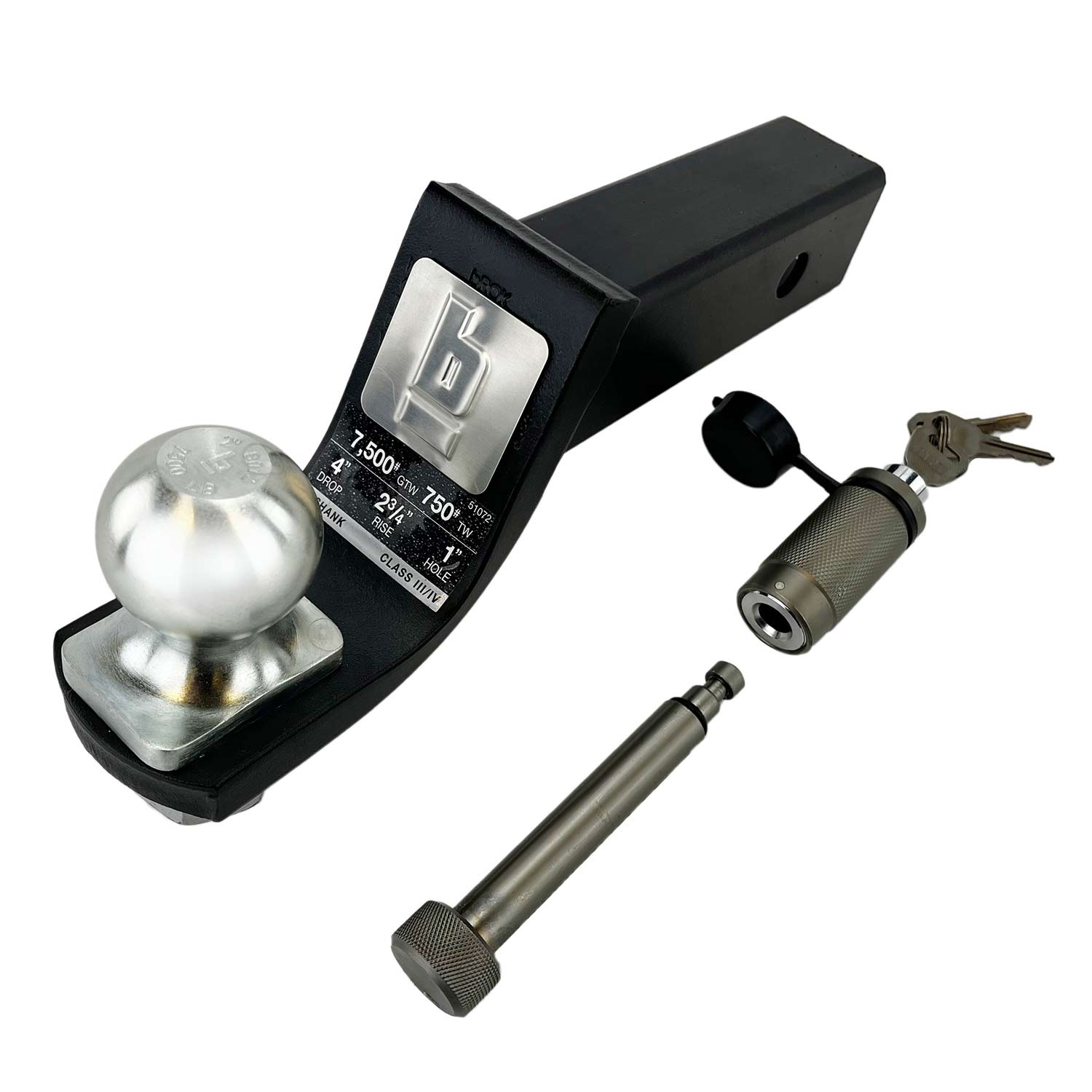 BROK Trailer Towing Security Kit, 2" Shank, 4" Drop, 2" Ball 7500 LB ...