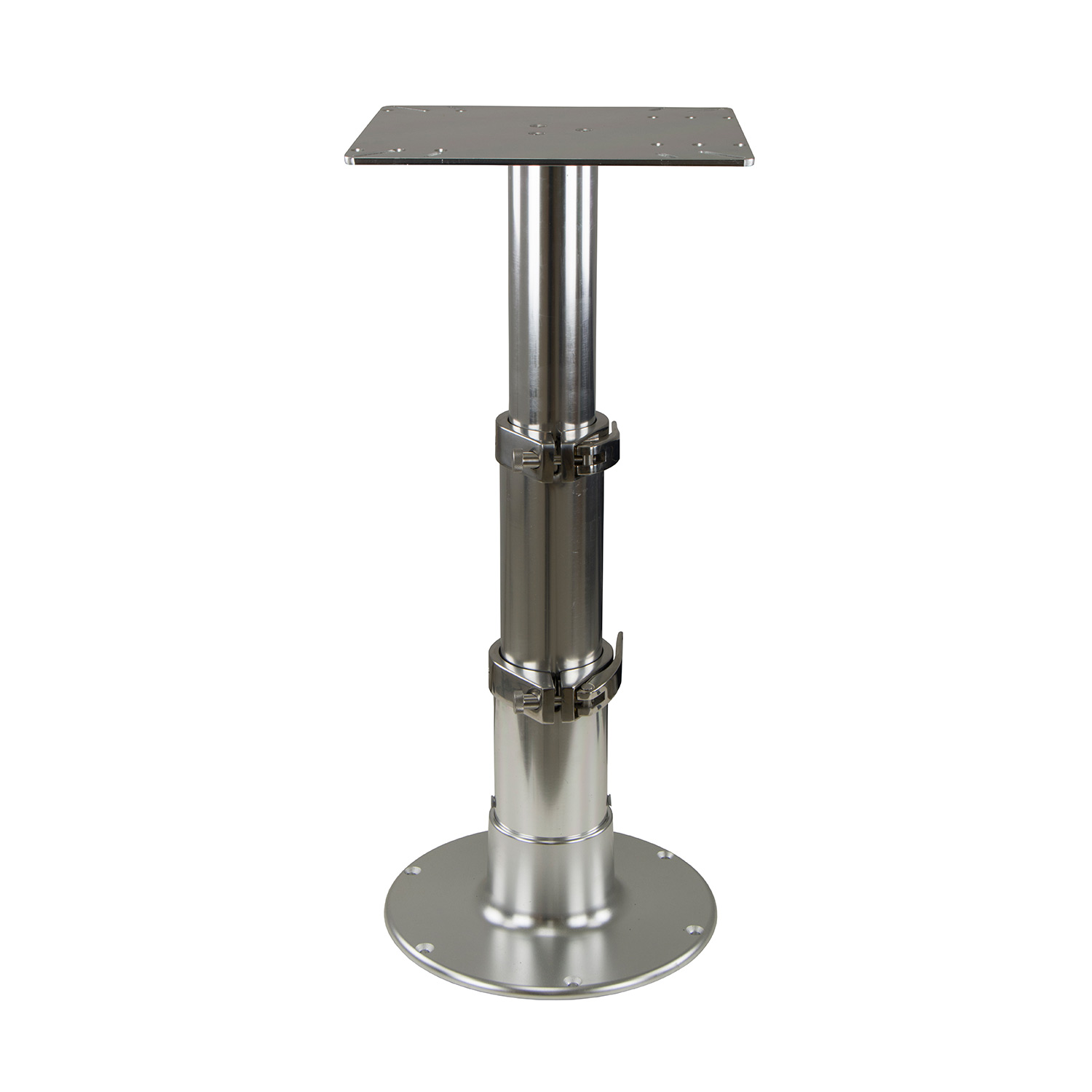 SPRINGFIELD 3-Stage Table Pedestal, Brite Dip, Stainless Steel Collars
